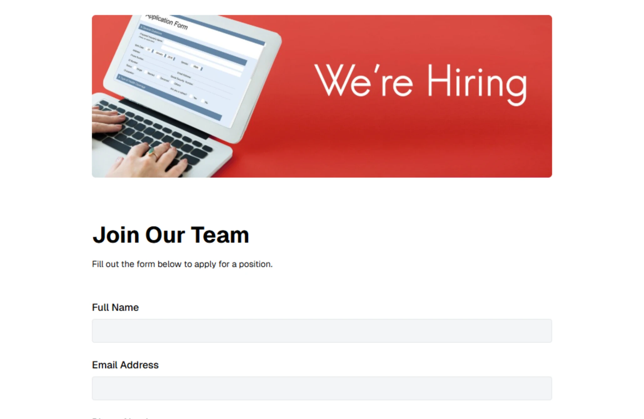 Join Our Team - Career Application Form